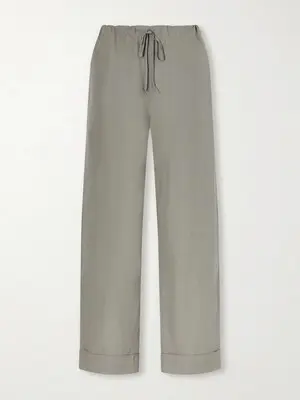 THE ROW Delano Cropped Cotton Wide-leg Pants - Neutrals