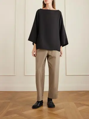 THE ROW Junia Oversized Linen Boatneck Blouse