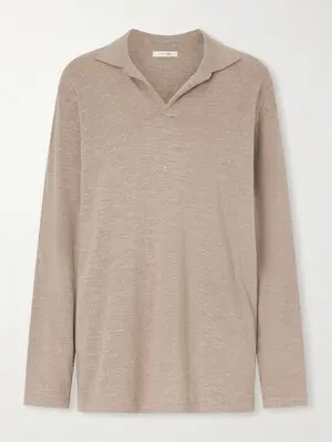 THE ROW The Row Niosa Cotton And Linen-Blend Polo Shirt Neutrals