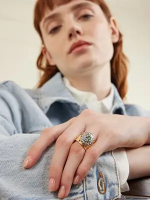 MARLO LAZ 14-karat Gold Aquamarine And Diamond Ring
