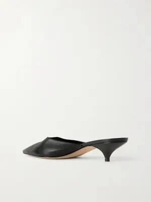 THE ROW Lisa' Polished Leather Mules - Black