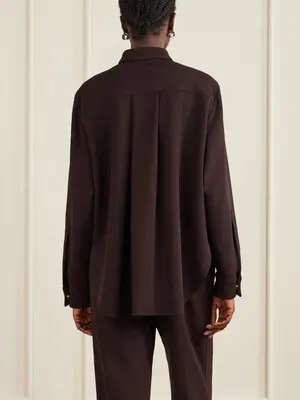 Another Tomorrow Stretch-jersey Blouse With Curved Hem