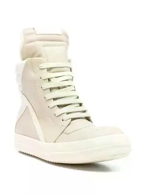 Rick Owens High-top Sneakers With Padded Details And Side Zip - Neutrals