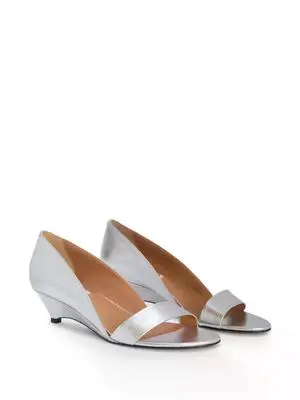 JIL SANDER Tone Leather Heeled Sandals - Silver