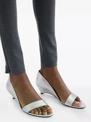 JIL SANDER Tone Leather Heeled Sandals - Silver