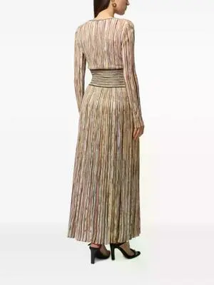Missoni V-neck Long Sleeve Midi Striped Dress