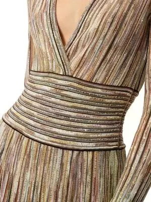 Missoni V-neck Long Sleeve Midi Striped Dress