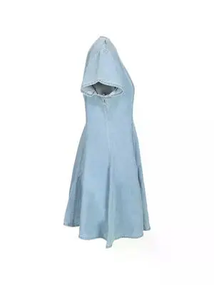 7 For All Mankind Puff Sleeve V-neck Denim Mini Dress