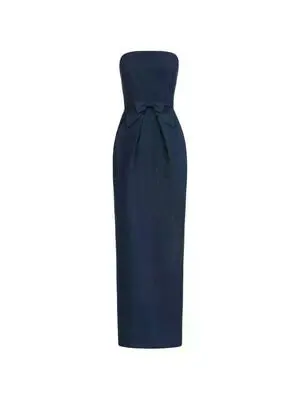 Oscar De La Renta Bow-detailed Column Gown - Blue