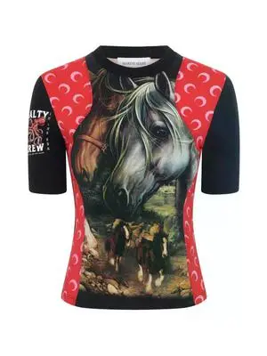 MARINE SERRE Graphic Print T-shirt - Black