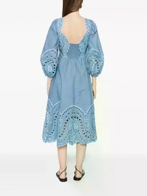 Charo Ruiz Ibiza Corbin Puff-sleeve Midi Dress - Blue