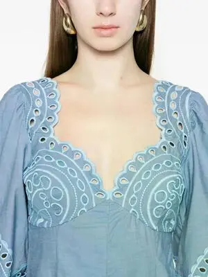 Charo Ruiz Ibiza Corbin Puff-sleeve Midi Dress - Blue