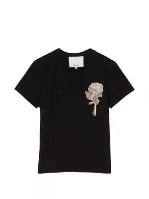 3.1 Phillip Lim Floral Embroidery T-shirt - Black