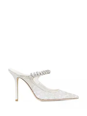 JIMMY CHOO Embellished Pointed Pumps - White