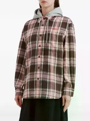 CHOCOOLATE Hooded Checked Jacket - Pink