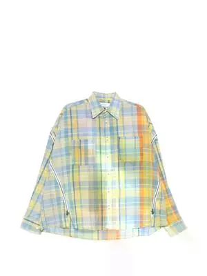 Facetasm Checked Zipped Shirt - Blue