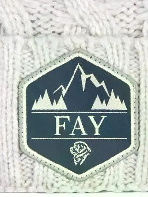 FAY Cable Knit Logo Patch Beanie