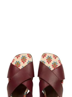 Etro Low Leather Sandals With Crossover Detail - Red