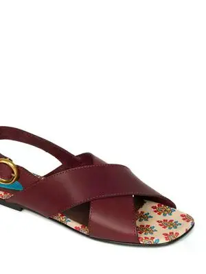 Etro Low Leather Sandals With Crossover Detail - Red