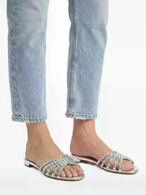 AQUAZZURA Tequila Embellished Sandals - Silver