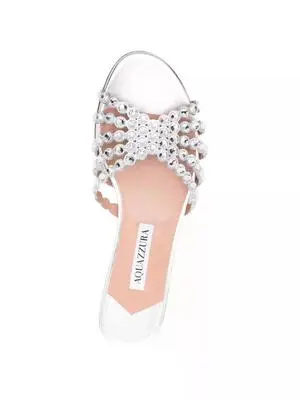 AQUAZZURA Tequila Embellished Sandals - Silver
