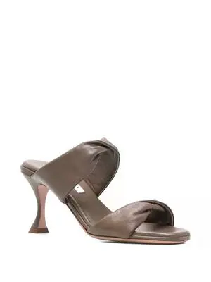AQUAZZURA Knotted Leather Heeled Sandals - Brown