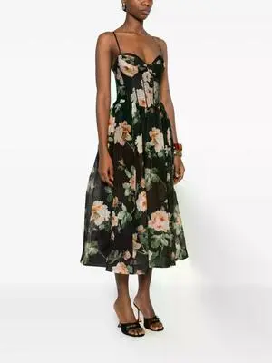 Zimmermann Luna Corset Floral Midi Dress