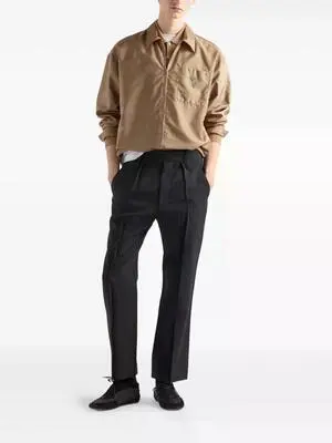 Prada Classic-collar Zipper Shirt - Neutrals