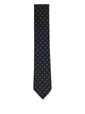 Zegna Patterned Neck Tie - Black
