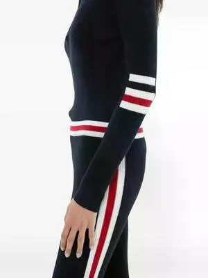 IZAAK AZANEI Triple-stripe Half-zip Mock Neck Sweater