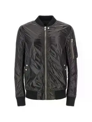 Rick Owens Classic Flight Bomber Jacket With Ribbed Knit Details