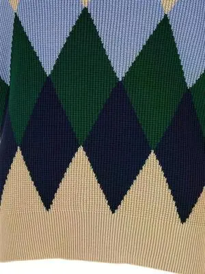 BALLANTYNE Argyle Pattern V-neck Cotton Sweater