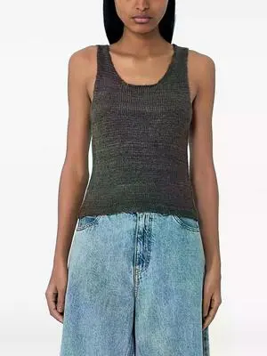 Our Legacy Ribbed Knit Scoop Neck Tank Top - Brown