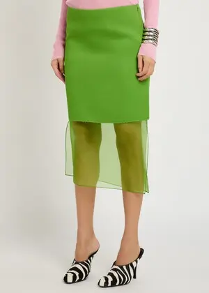 Khaite Sybil Layered Effect Satin Skirt - Green
