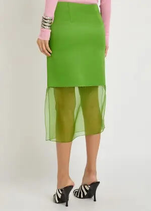 Khaite Sybil Layered Effect Satin Skirt - Green
