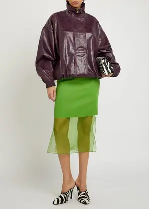 Khaite Sybil Layered Effect Satin Skirt - Green