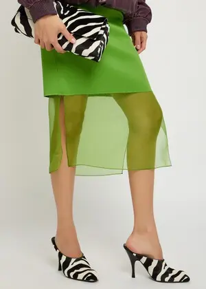 Khaite Sybil Layered Effect Satin Skirt - Green