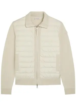 Moncler Quilted Wool And Shell Jacket - White