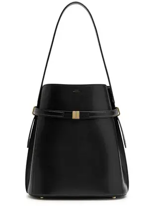 TOTEME Belted Leather Bucket Bag - Black