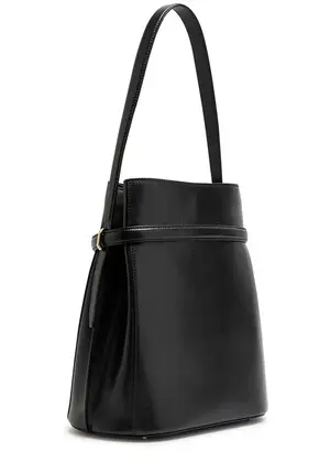 TOTEME Belted Leather Bucket Bag - Black