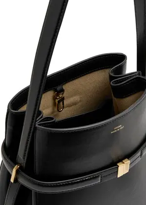 TOTEME Belted Leather Bucket Bag - Black