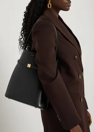 TOTEME Belted Leather Bucket Bag - Black