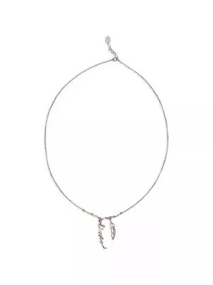 Red Valentino Tone Feather Pendant Necklace - Silver
