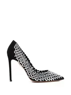 AQUAZZURA Embellished Pointed-toe Pumps - Black