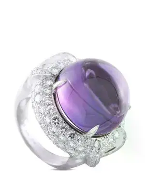 LB EXCLUSIVE Platinum Diamond And Amethyst Ring - Silver