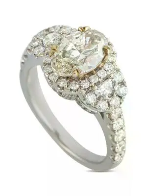 LB EXCLUSIVE 18k White Gold Diamond Halo Ring - Silver
