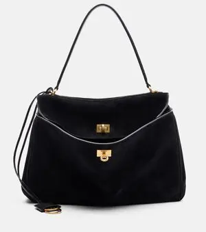 Balenciaga Rodeo Medium Suede Shoulder Bag - Black