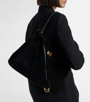 Balenciaga Rodeo Medium Suede Shoulder Bag - Black