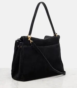 Balenciaga Rodeo Medium Suede Shoulder Bag - Black