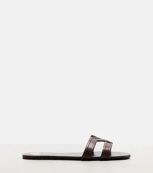 Saint Laurent Mabrouka Leather Sandals - Brown